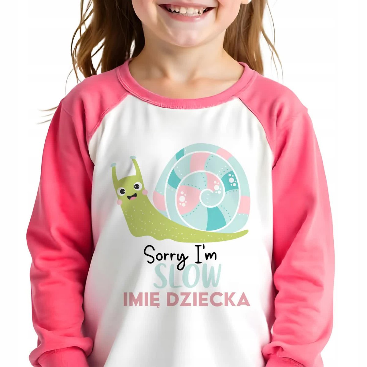 MALINOWA PIŻAMA Personalizowane Imię SORRY I'M SLOW Mix Wz Rozmiar 122 ...