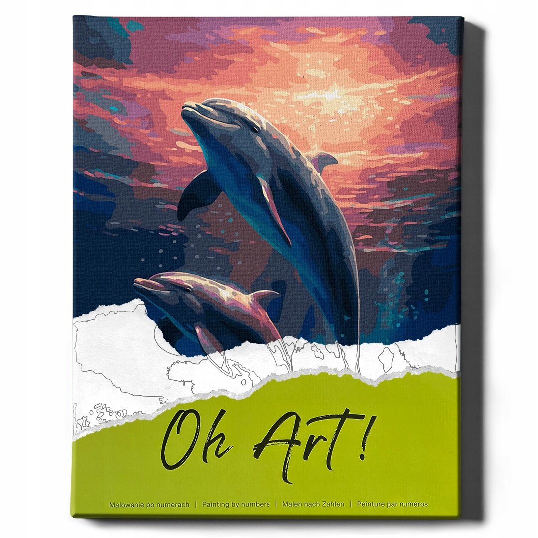 Malowanie Po Numerach 40x50 cm Delfiny – Kreatywny Obraz do Malowania ...