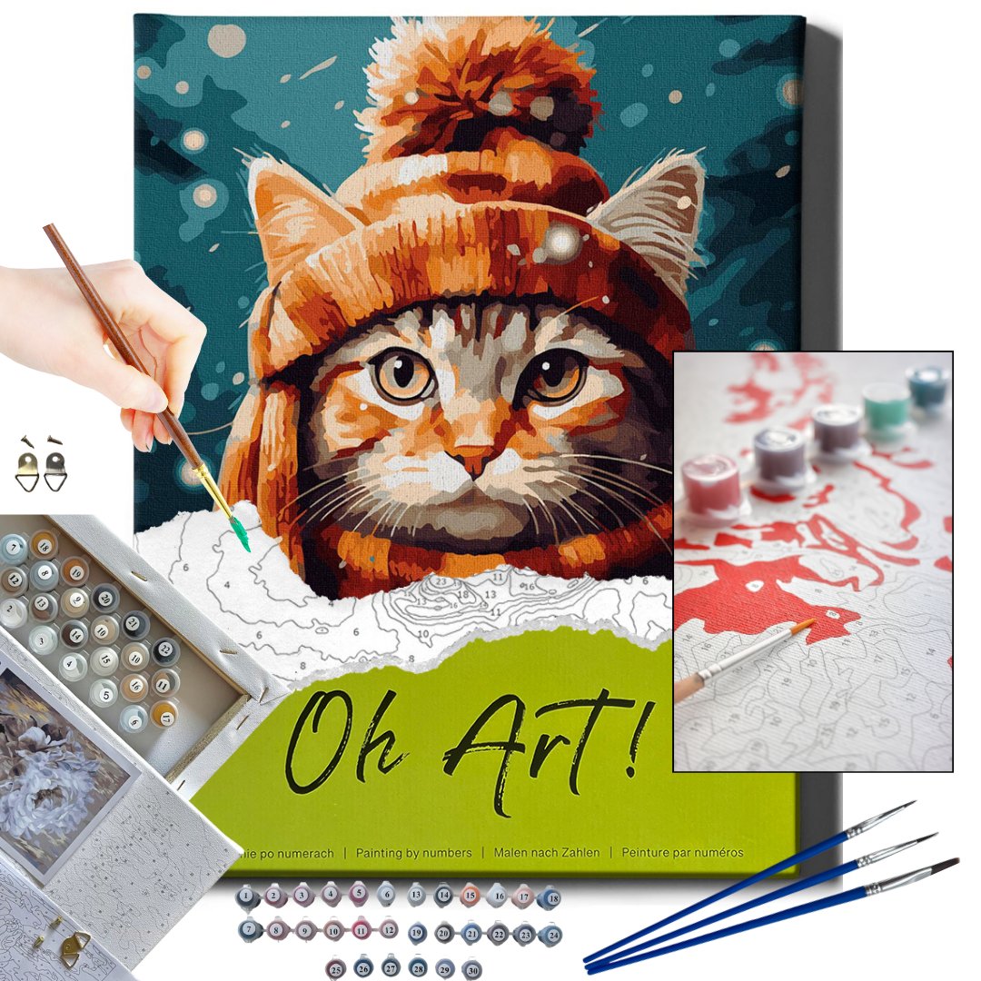 Malowanie Po Numerach 40x50 cm Kotek w czapce – Obraz do Malowania po ...