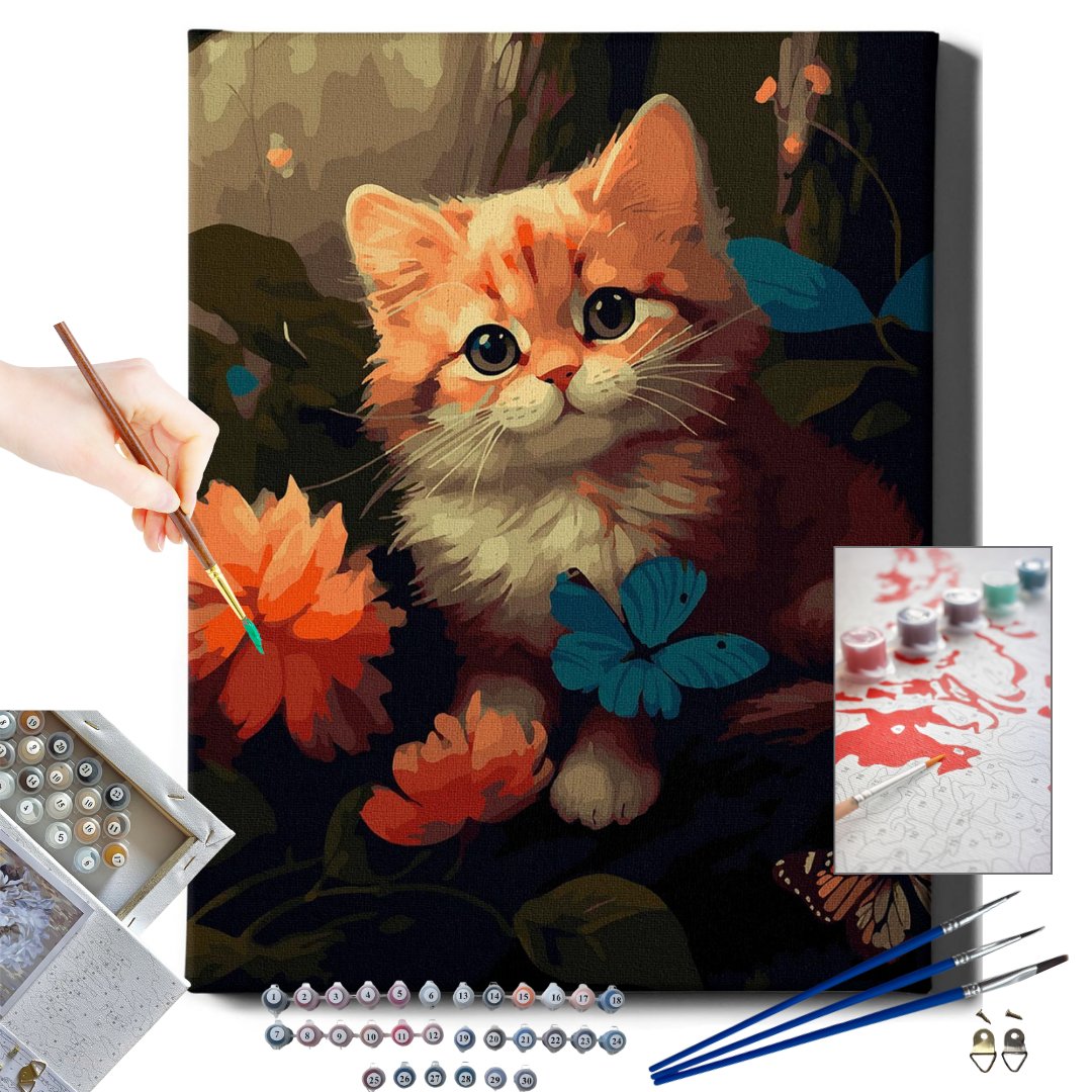 Malowanie Po Numerach 40x50 cm Kotek w lesie – Kreatywny Obraz do ...