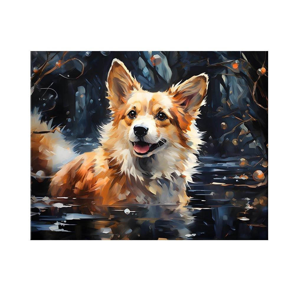 Malowanie po Numerach Farbami Płótno DIY Obraz Pies Jesień 40x50 cm ...
