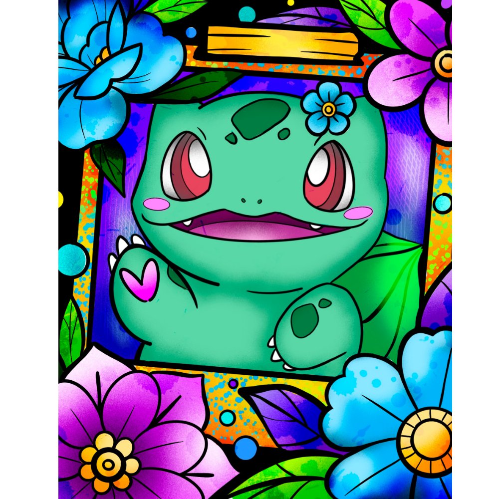 MALOWANIE PO NUMERACH Z RAMĄ Obrazy do malowania Pokemon Bulbasaur ...