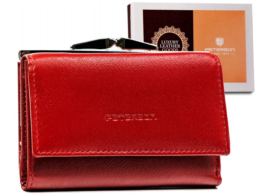 Mały, skórzany portfel damski na bigiel i zatrzask - Peterson | Moda ...