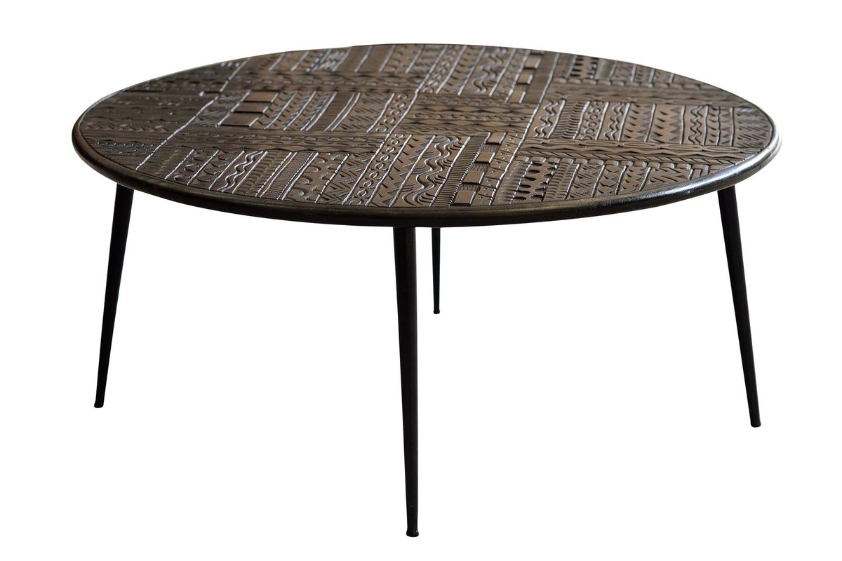 Mango wood coffee table with dark walnut metal legs. Giner y Colomer ...