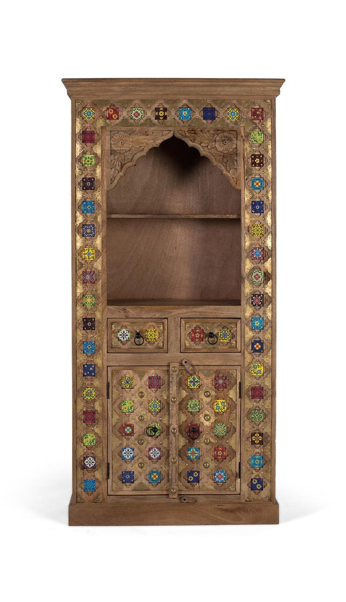 Mango wood shelving unit with unique handcrafted design - giner and ...