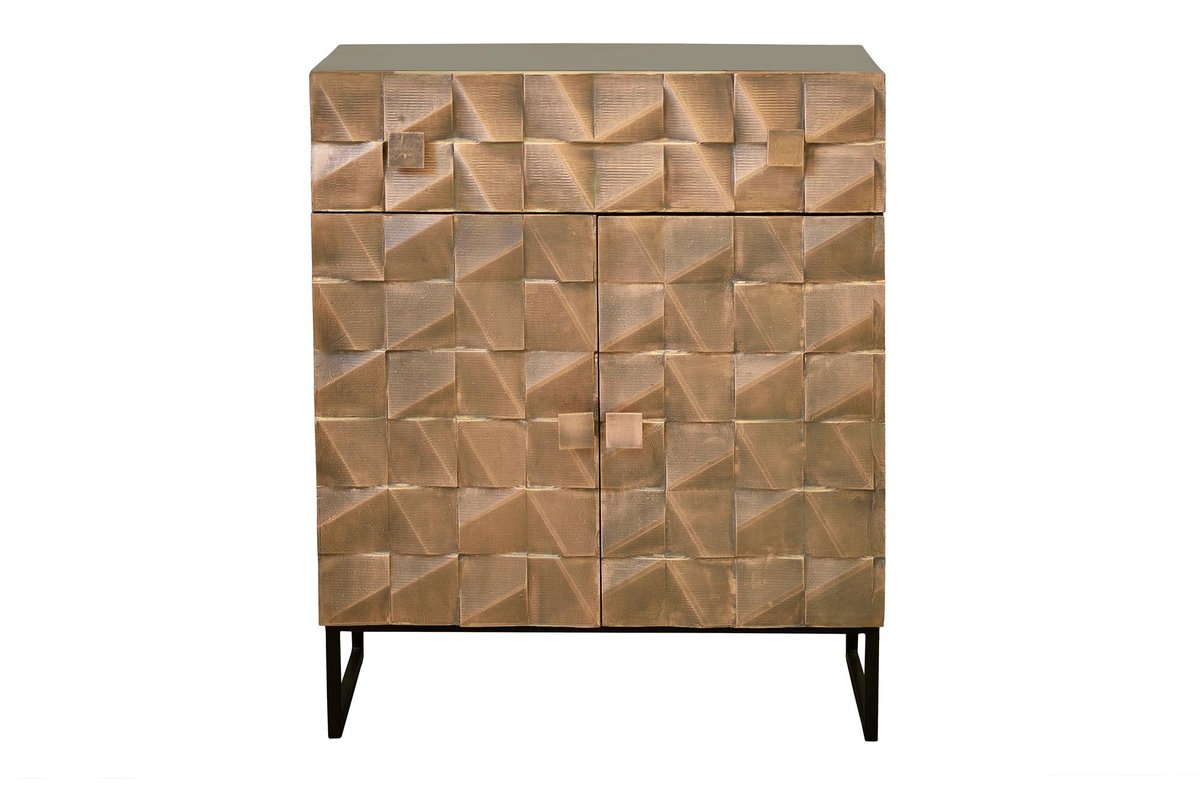 Mango wood sideboard with bronze and dark brown metal details. Giner y ...