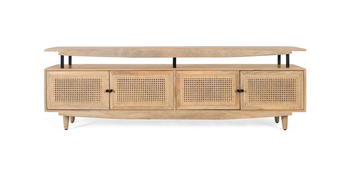 Mango wood TV unit with 4 framed doors with mesh. - giner and colomer ...