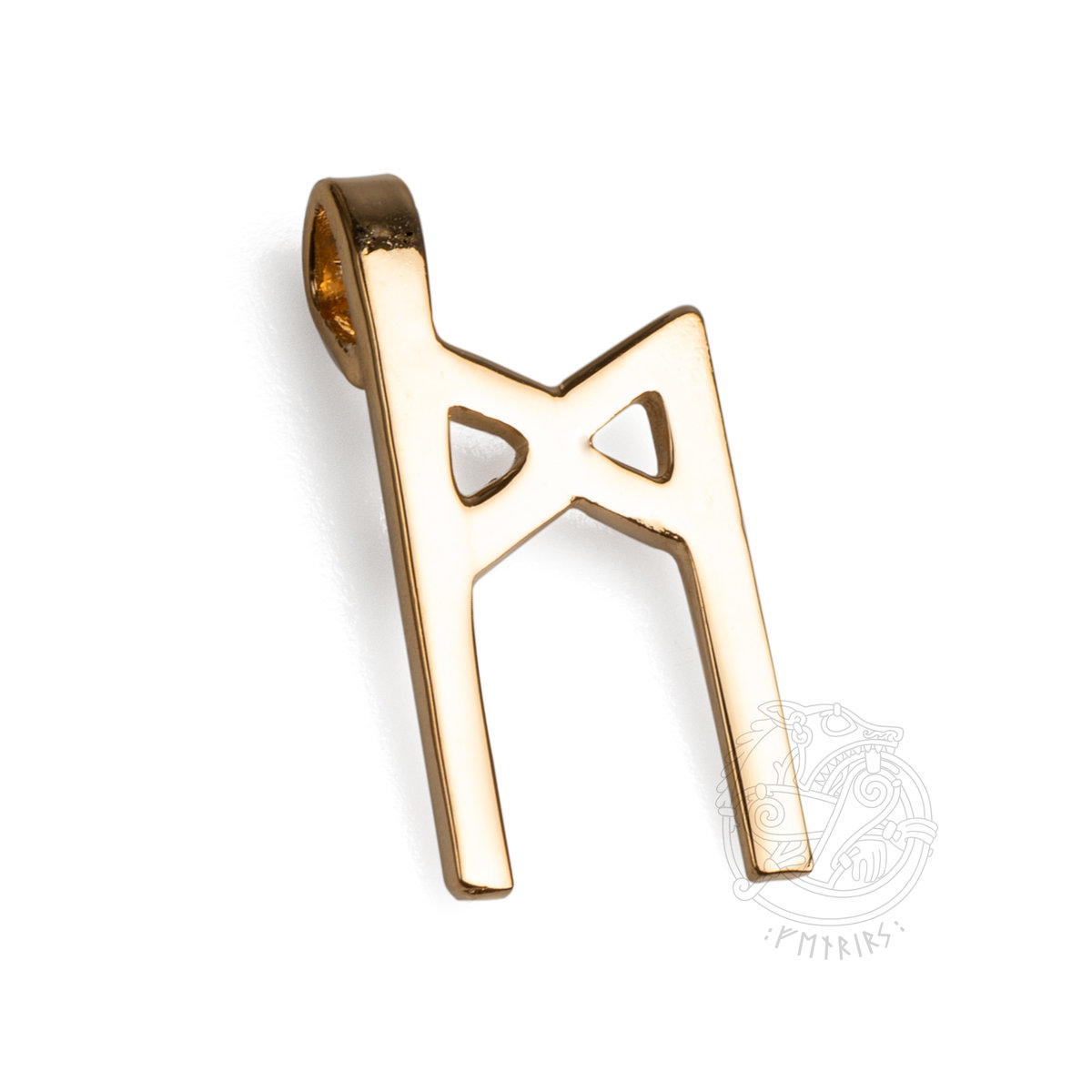 MANNAZ Rune Pendant Zawieszka z runą MANNAZ / MANN / MADR złocona starszy Futhark - FenrirS ...
