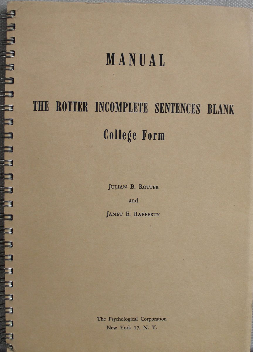 Manual the Rotter Incomplete Sentences Blank College Form 1950 r. - W ...