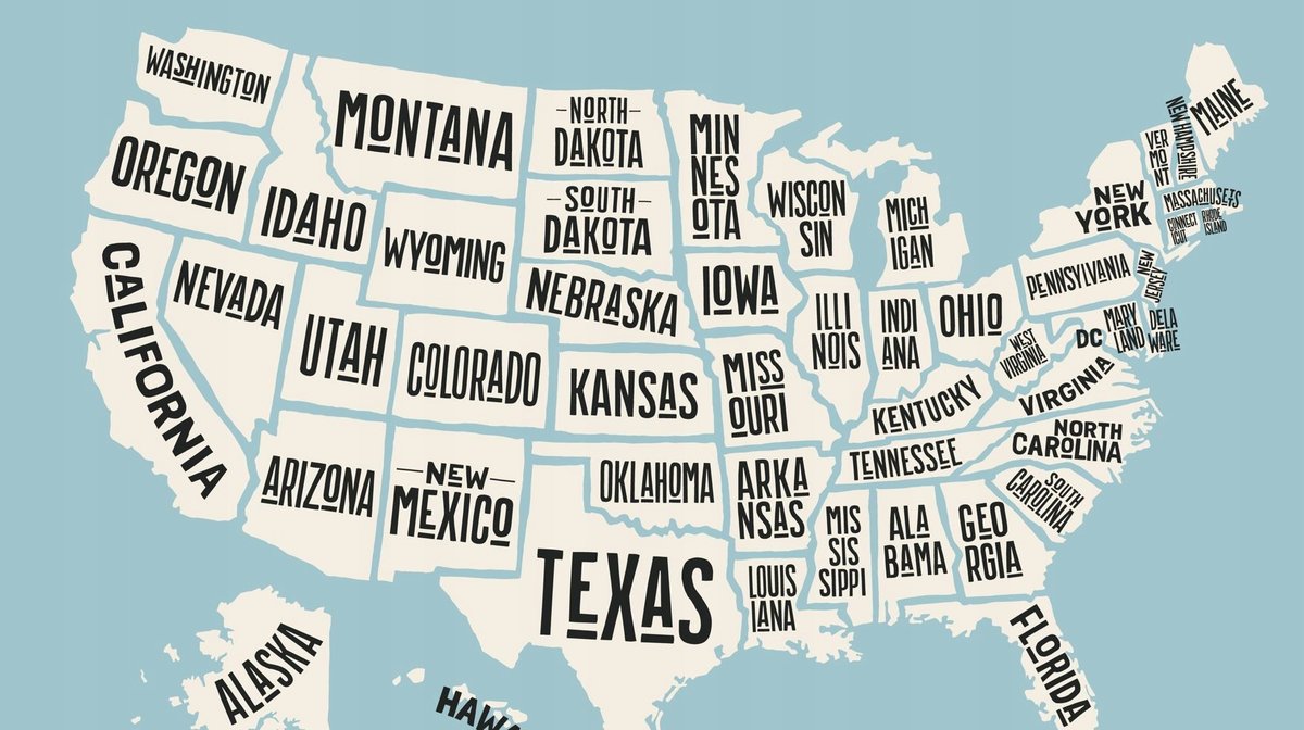 Mapa USA Stany Zjednoczone - Plakat 100x70 cm - Atram | Sklep EMPIK.COM
