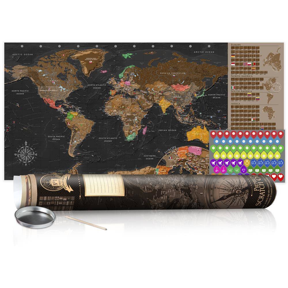 Mapa zdrapka - Brązowa mapa - plakat (wersja angielska) - ARTGEIST ...