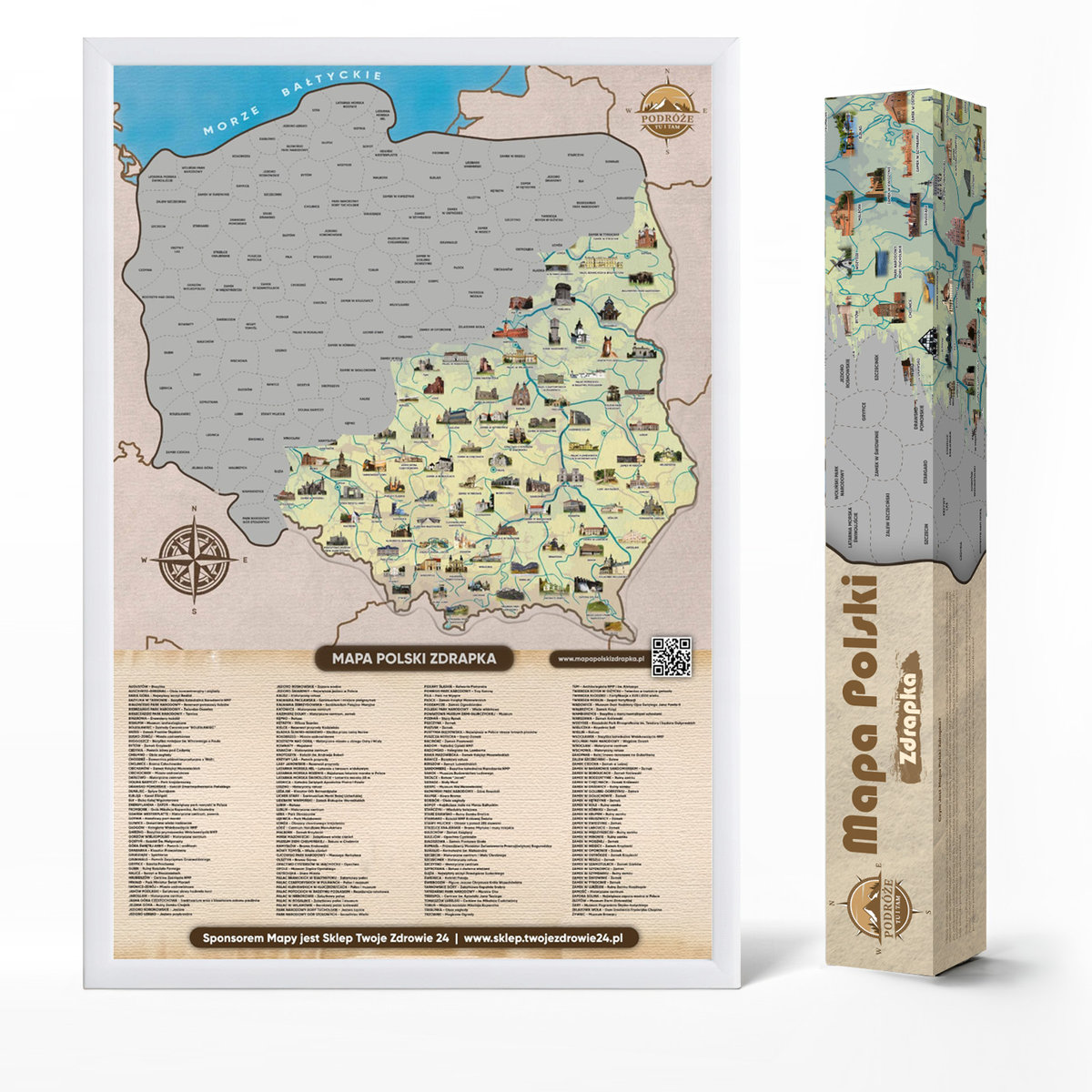 Mapa Zdrapka Polski, Podróże Tu i Tam, 60 x 90 cm - Twoje Zdrowie 24 ...