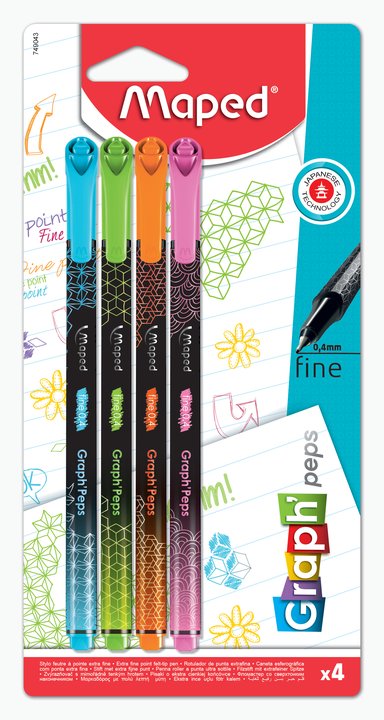 Maped, Cienkopis Graph Peps Deco Kolory Fancy, 4 sztuki - Maped | Sklep ...