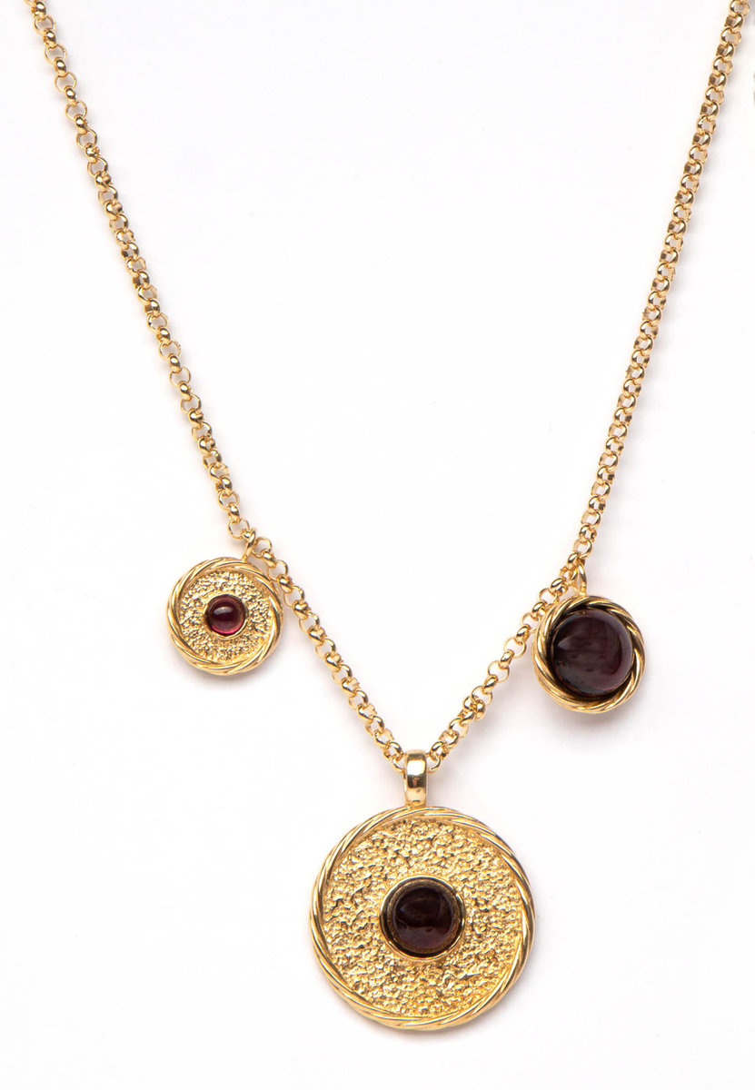 Marasimsim Naszyjnik pozłacany z zawieszkami i granatem - MARASIMSIM | Moda Sklep EMPIK.COM