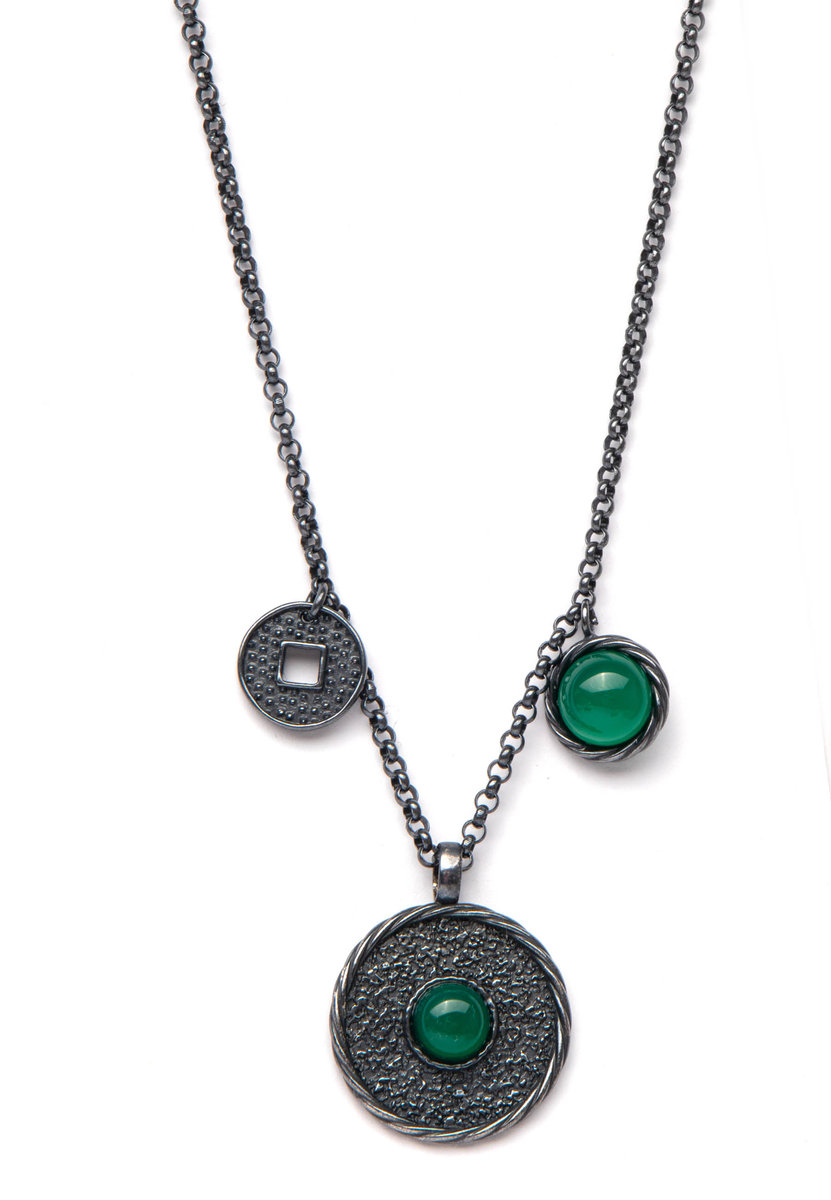 Marasimsim Naszyjnik z zawieszkami z agatem zielonym - MARASIMSIM | Moda Sklep EMPIK.COM