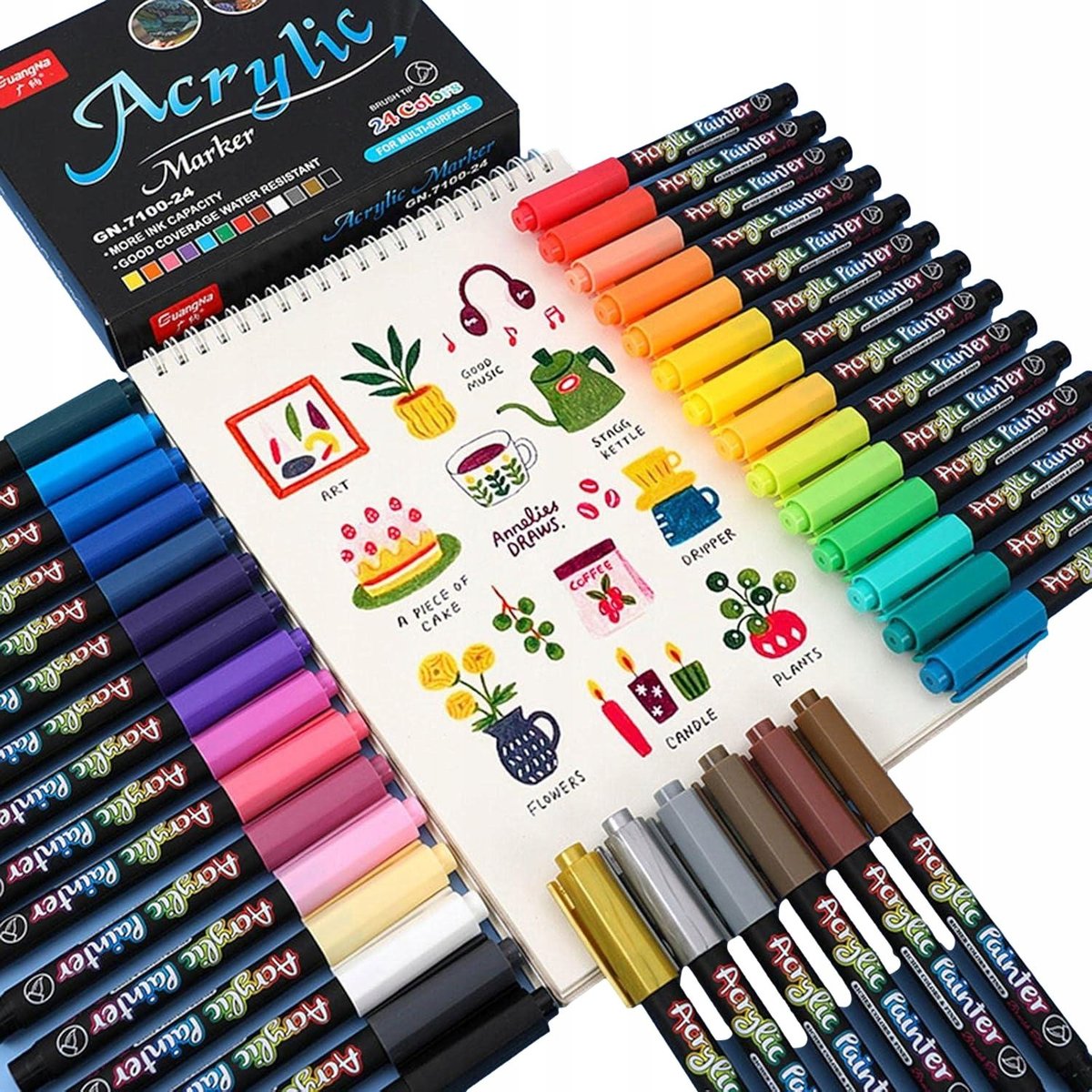 MARKERY AKRYLOWE 24 SZT Pisaki Flamastry Mazaki Z FARBĄ ARTYSTYCZNE ...