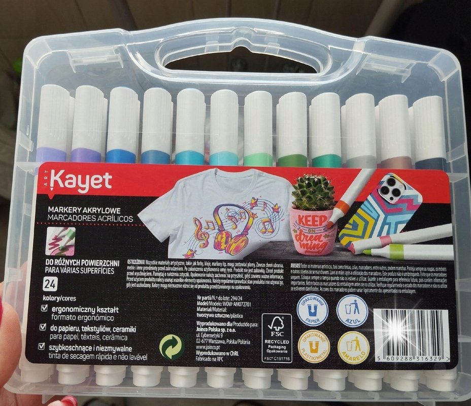 Markery Akrylowe Kayet 24 Szybkoschnące, Do Tekstyliów, Ceramiki - inna ...
