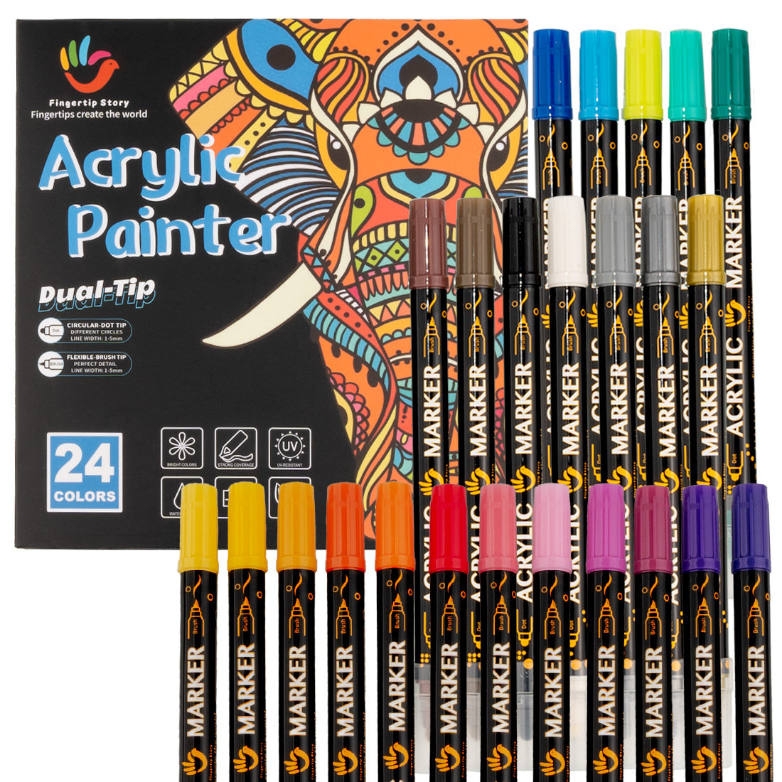 Markery Akrylowe Zestaw 24 kolory Pisaki Flamastry Mazaki RAGI ...