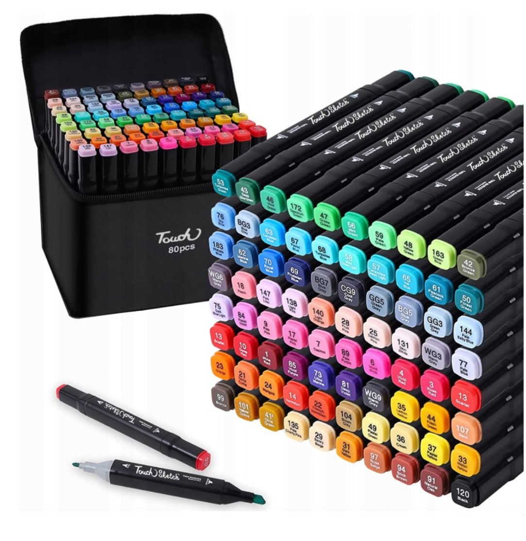 Markery Alkoholowe , Mazaki, Flamastry Dwustronne + Torba - 80 sztuk ...