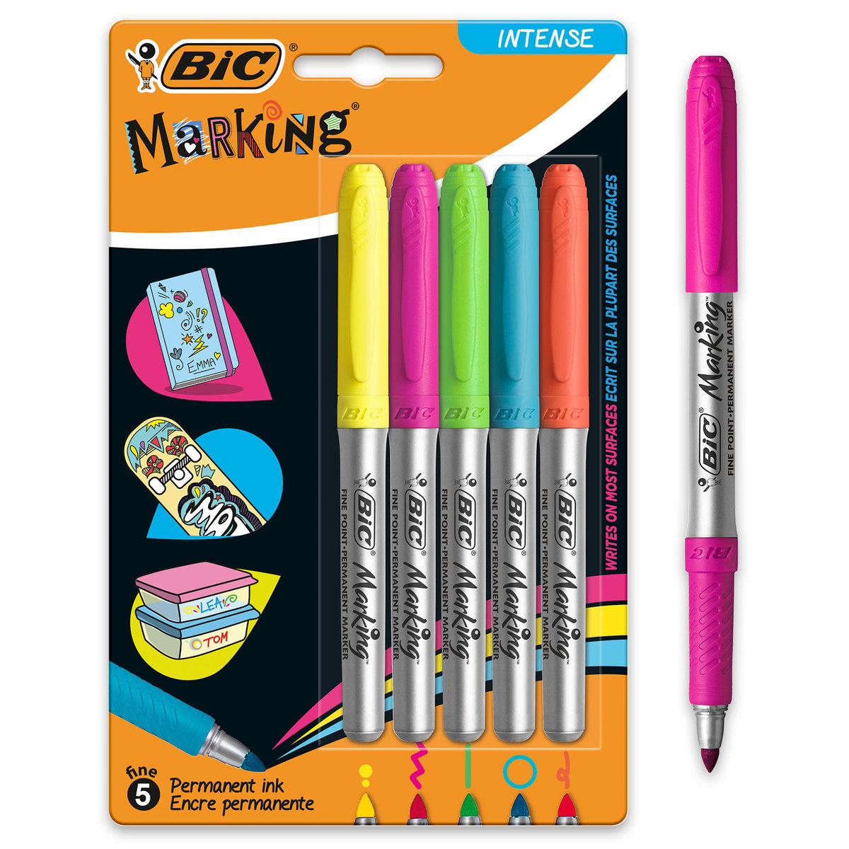 Markery Permanentne BIC Marking Intense, 5 sztuk - BIC | Sklep EMPIK.COM