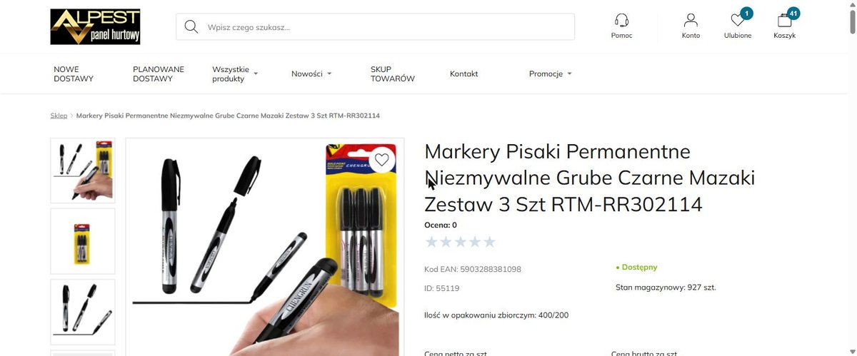 Markery Pisaki Permanentne Niezmywalne Grube Czarne Mazaki Zestaw 3 Szt ...