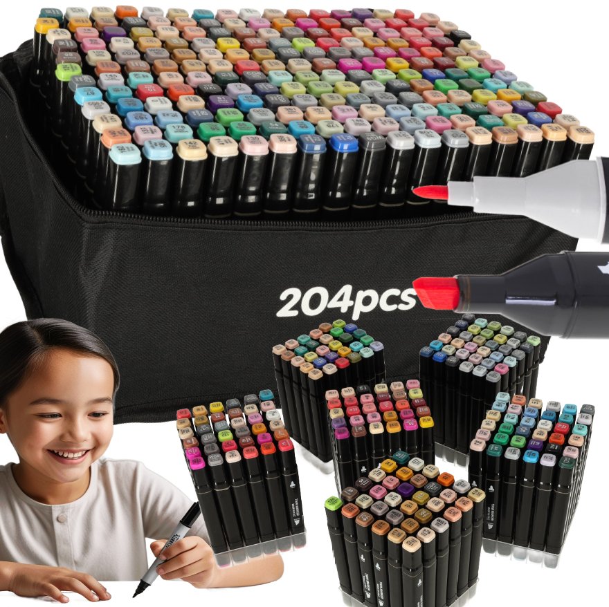 MARKERY ZESTAW XL 204 szt Profesjonalne Markery Mazaki Flamastry ...