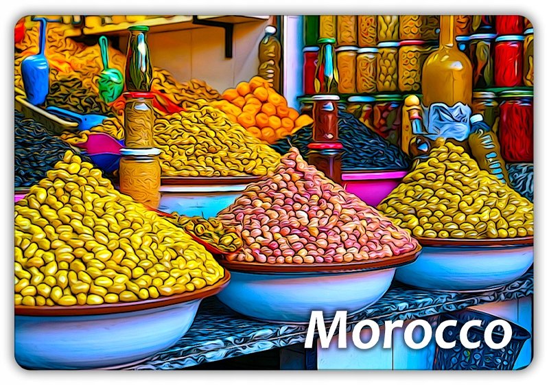 MAROKO - Bazar - Souk - Morocco - Przyprawy i zioła - Magnes na lodówkę ...