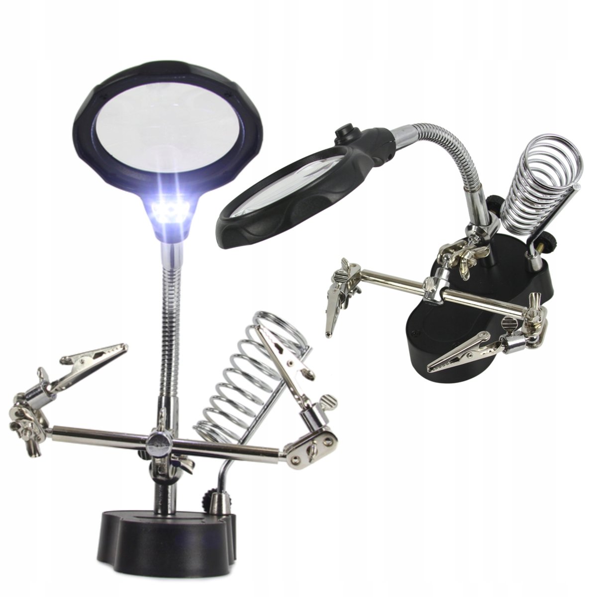 MARPOL SPIRALNY UCHWYT MONTAŻOWY TRZECIA RĘKA LUTOWNICZA LED + LUPA ...