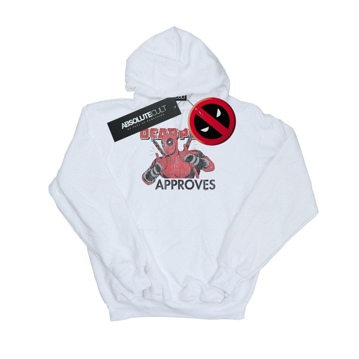 Marvel Męska Bluza Z Kapturem Deadpool Approves (L / Ciepły Biały ...