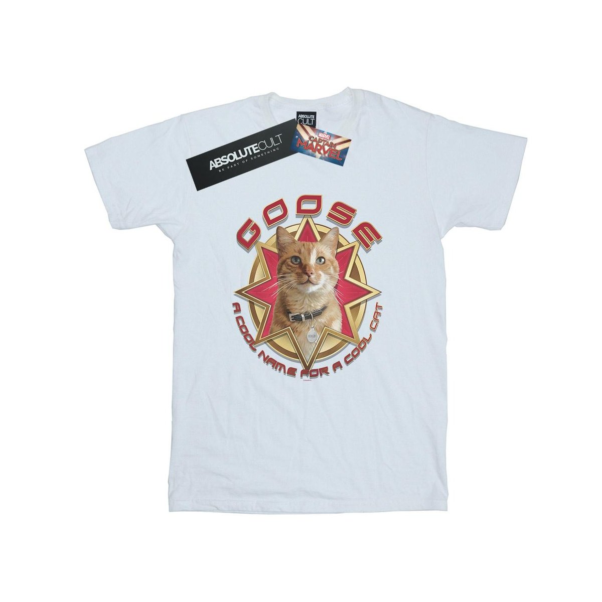 Marvel Męska Koszulka Captain Marvel Goose Cool Cat (XXXXXS / Ciepły ...