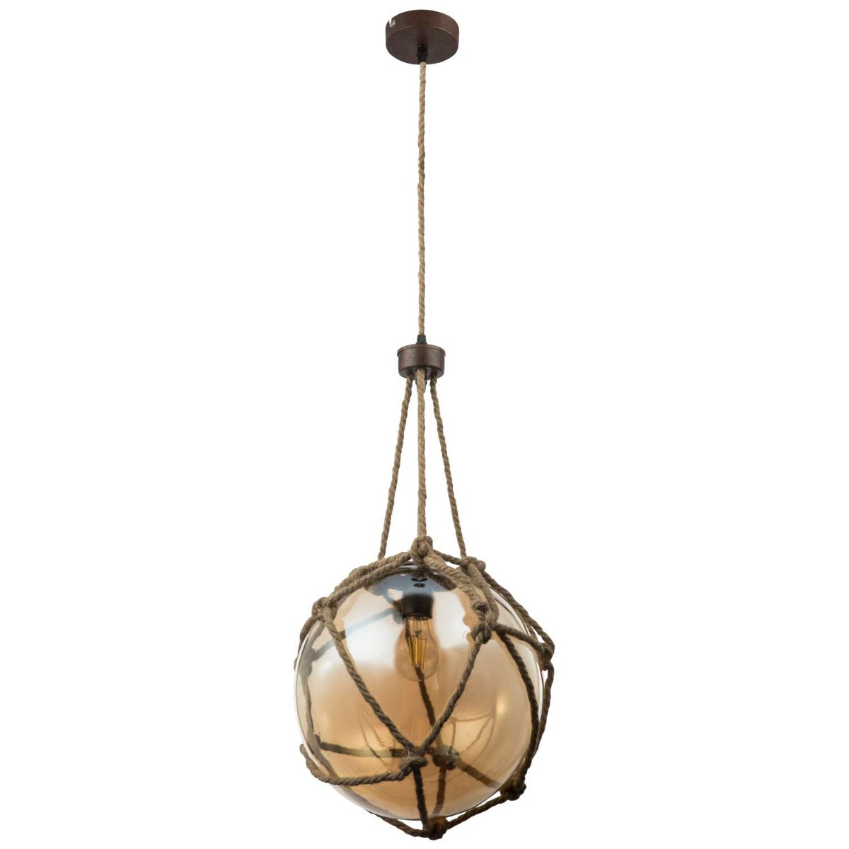 Marynistyczna LAMPA wisząca TIKO 15859H1 Globo szklana OPRAWA zwis liny sznur kula ball rdza ...