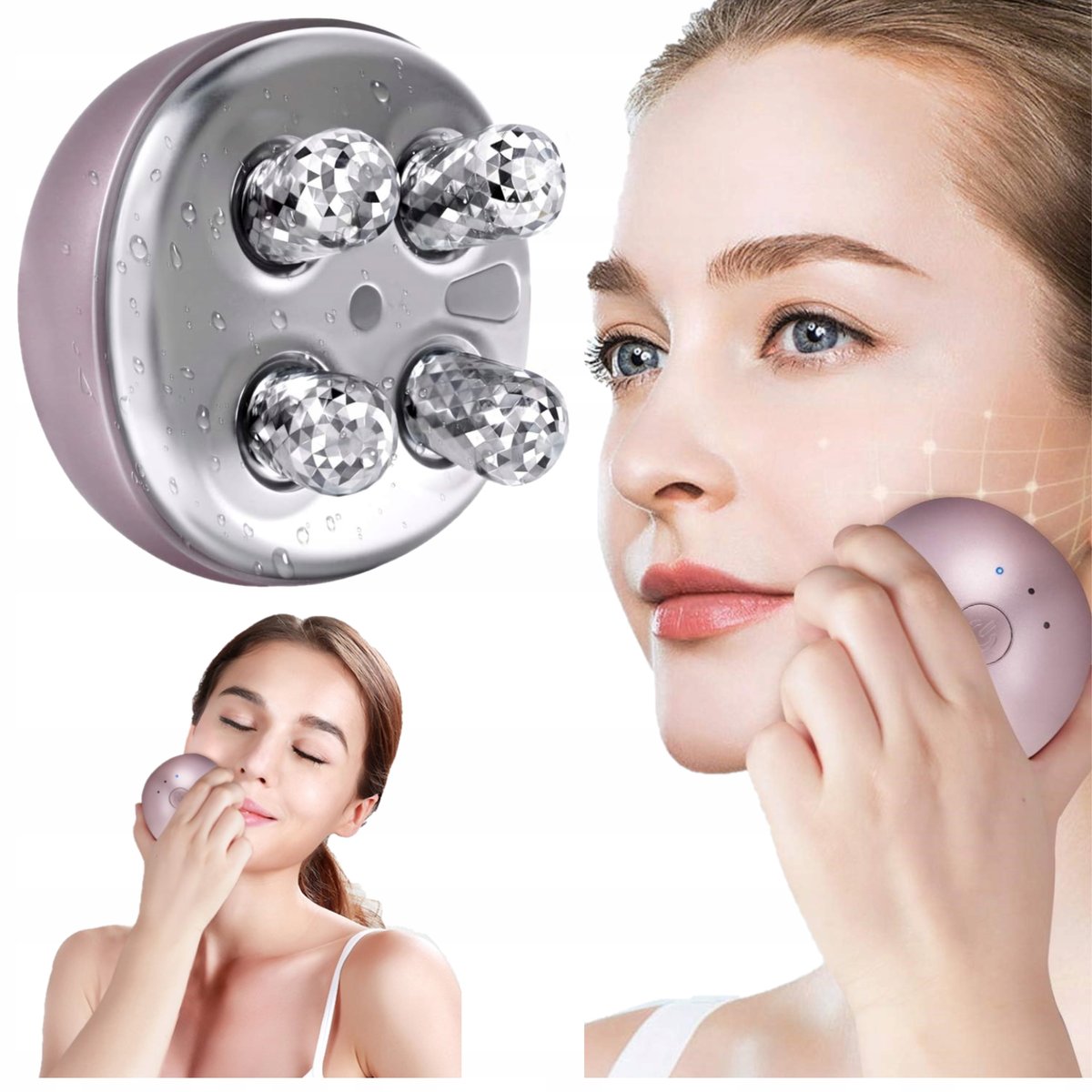 Masażer do twarzy szyi EMS liftingujący elektryczny przeciwzmarszczkowy ...