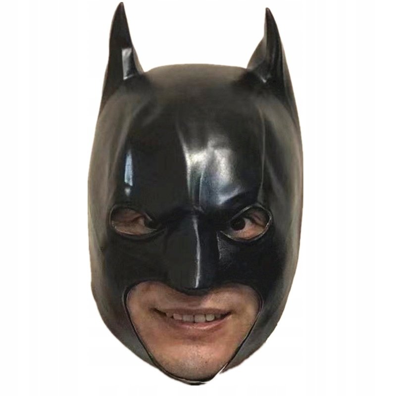 MASKA HALLOWEEN BATMAN CZARNA LATEKSOWA KOMINIARKA PRZEBRANIE POŁYSK ...