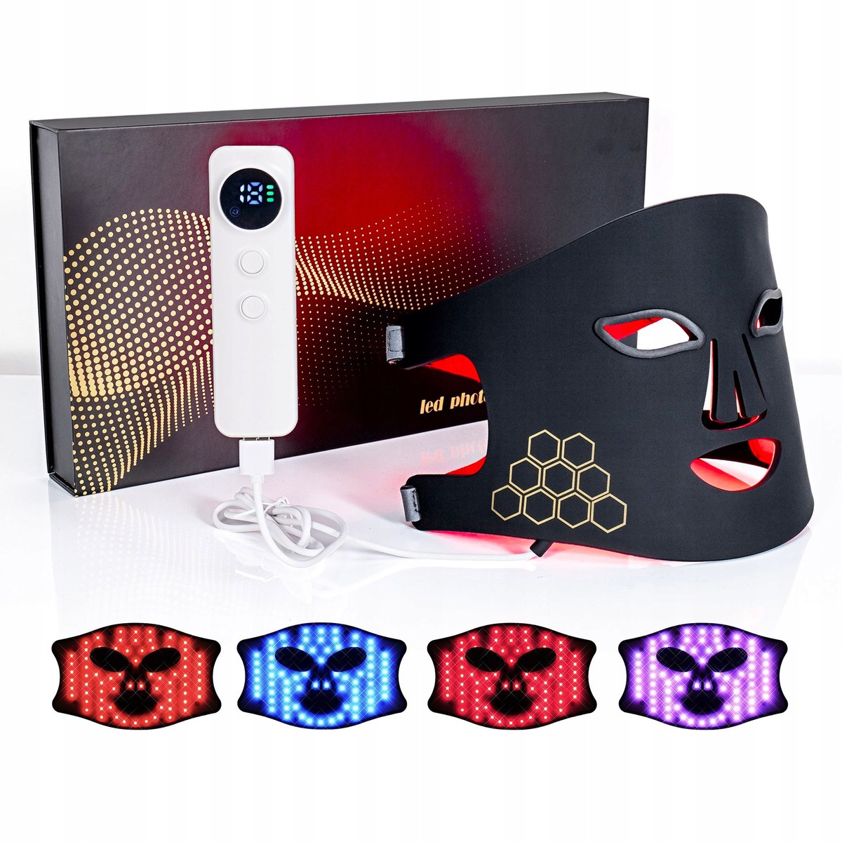 Maska LED Hello Face M100 SIR 4 Tryby 348 LED Akumulator - Inna marka ...