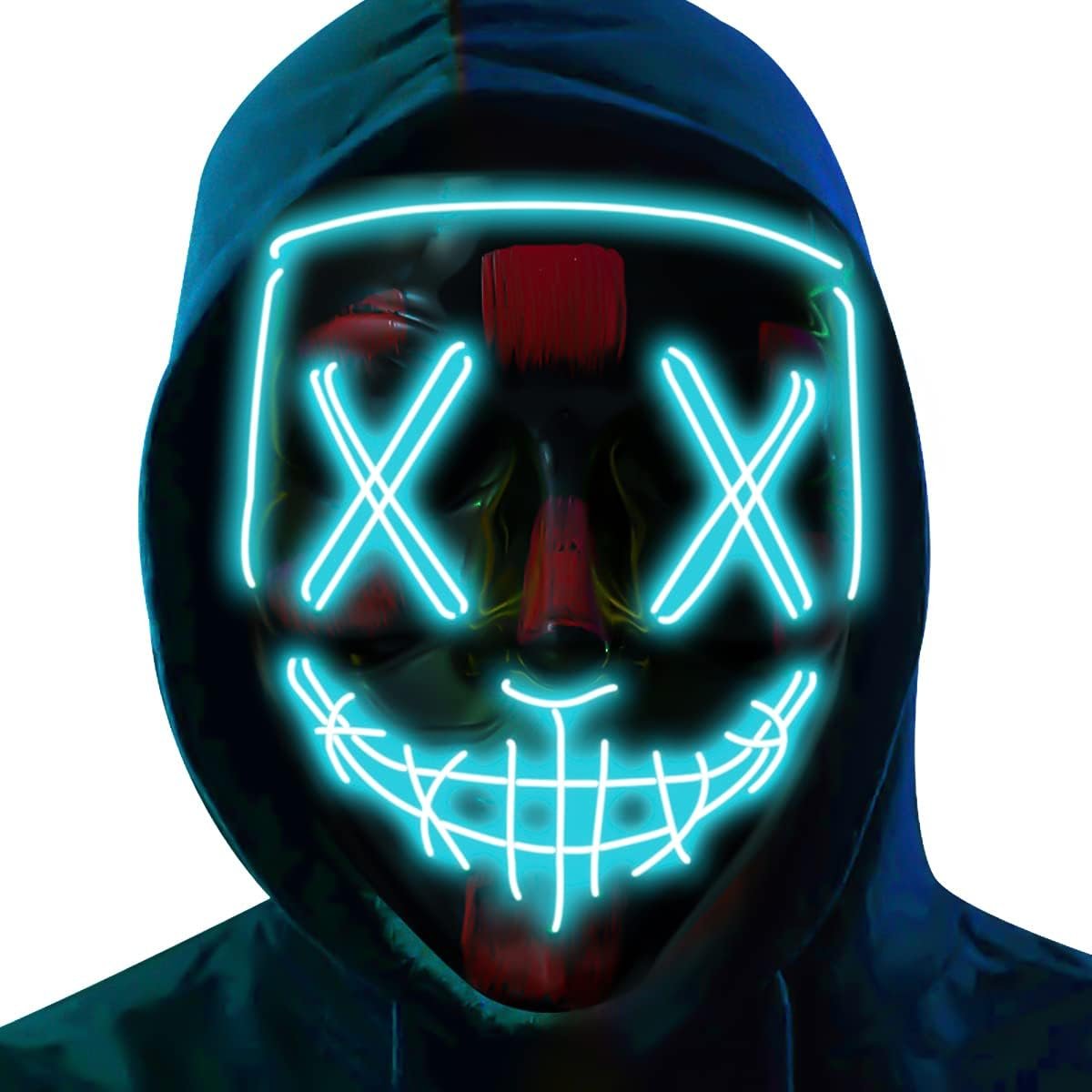 Maska na Halloween z podświetleniem LED, idealna na festiwale, cosplay ...