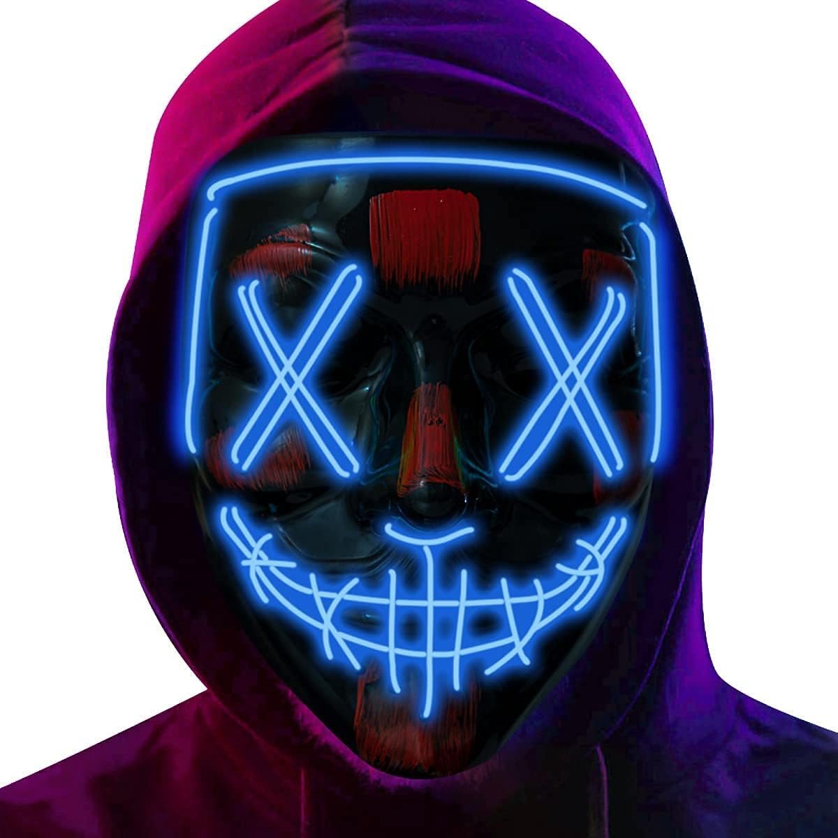 Maska na Halloween z podświetleniem LED, idealna na festiwale, kostiumy ...