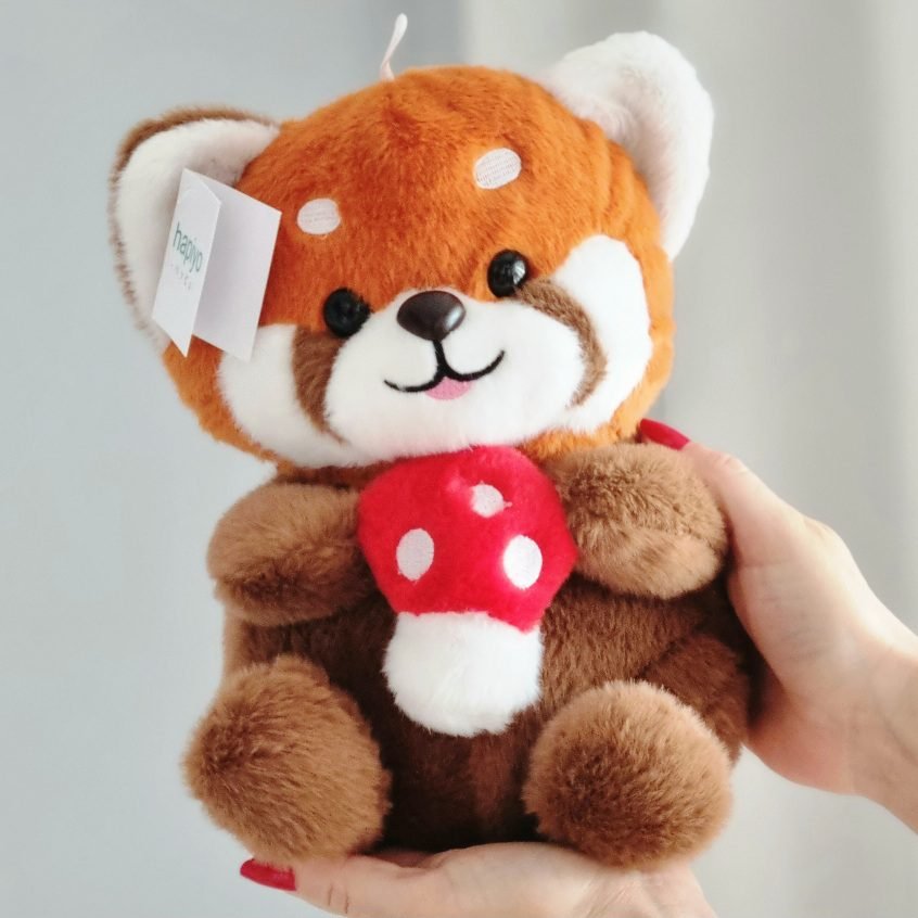 Maskotka pluszak miś PANDA RUDA z muchomorkiem 27cm - myHomelife ...