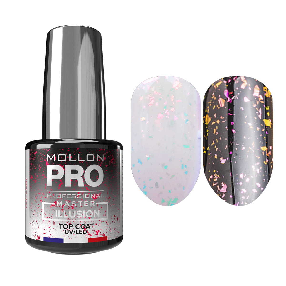 MASTER ILLUSION TOP COAT NO WIPE UV/LED 12 ml PINK - top z drobinkami w ...