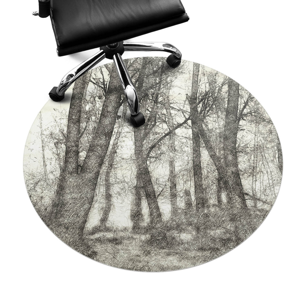 Mata chroniąca panele z winylu - Szkic lasu w sepii fi100 cm - Tulup ...