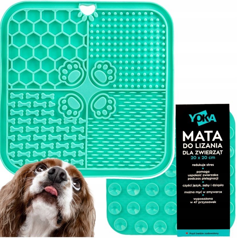 MATA DO LIZANIA dla psa 20x20cm ANTYSTRESOWA duża XL TURKUSOWA - Yoka ...