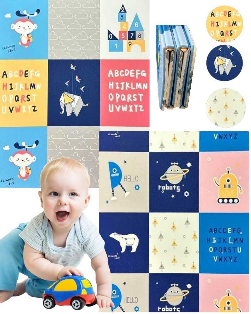 Mata Edukacyjna Dla Dzieci Składana Dwustronna Piankowa Xxl 180/200 ...