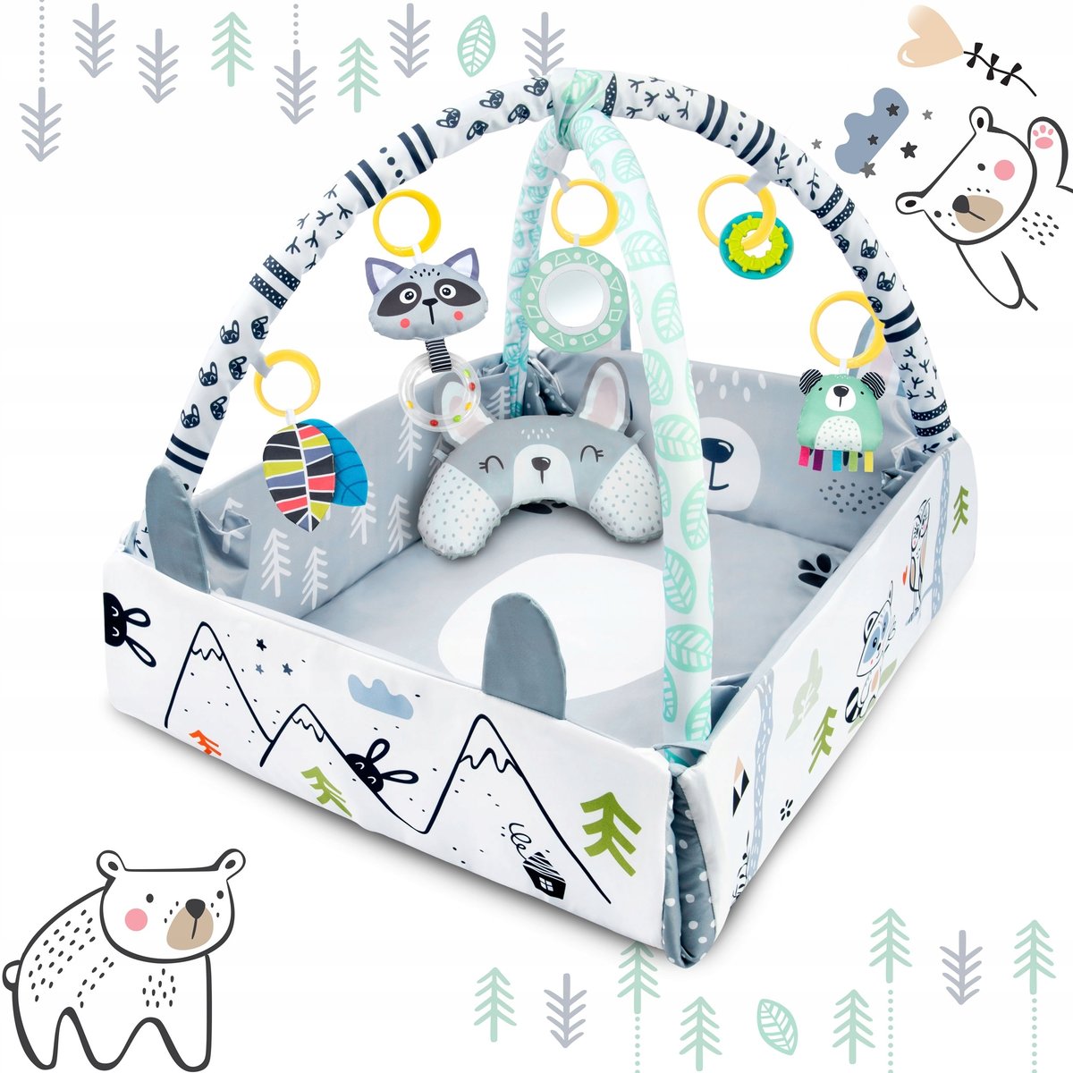 MATA EDUKACYJNA DLA DZIECKA 0+ NIEMOWLAKA DUŻA Z ZABAWKAMI KOJEC ...