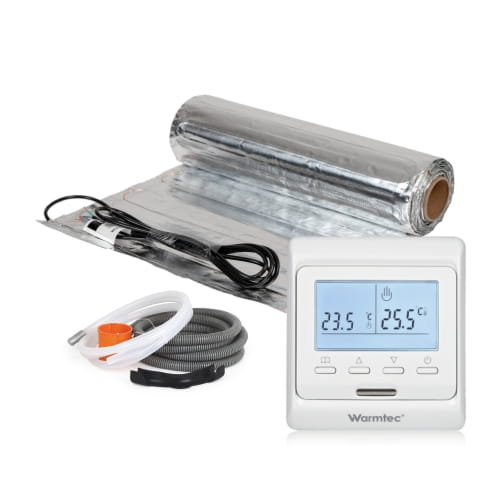 Mata grzejna pod panele podłogowe, kompletny zestaw Mata + regulator temperatury + akcesoria ...
