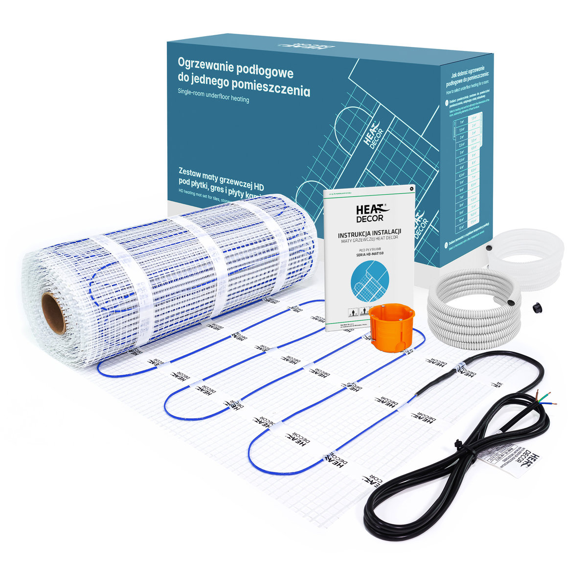 Mata Grzewcza HD-MAT | Ogrzewanie pod płytki | 150 W/m² | Zestaw 7 m² - HEAT DECOR | Sklep EMPIK.COM