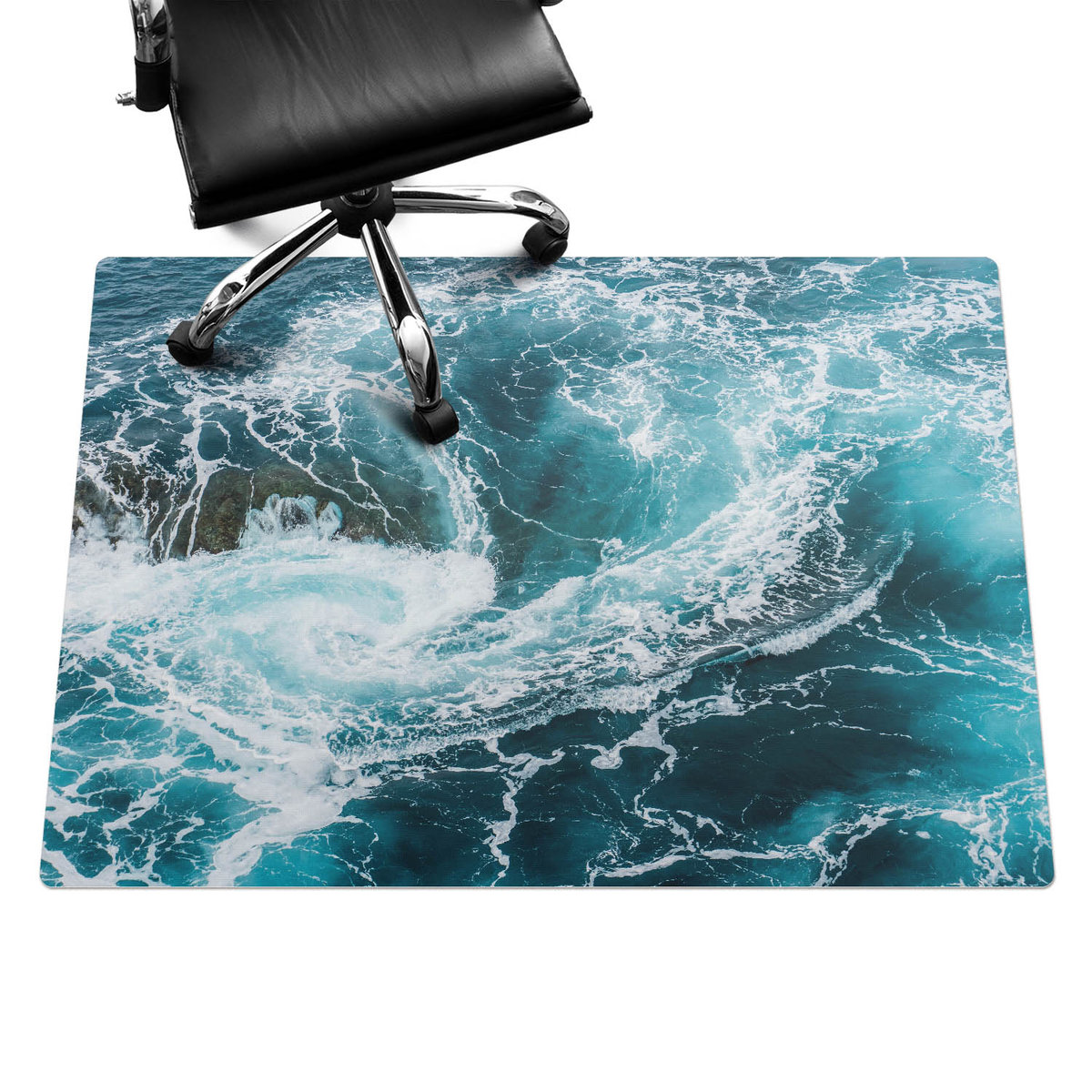 Mata na podłogę pod fotel biurowy - Wir oceaniczny 140x100 cm - Tulup ...