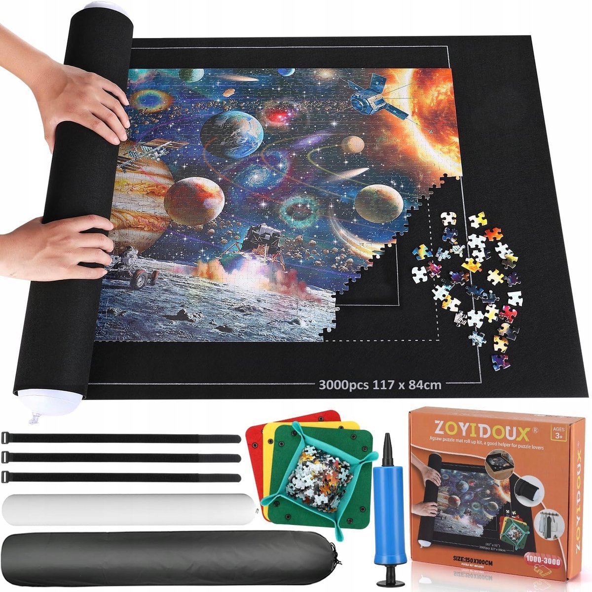 Mata ZOYIDOUX do układania puzzli 1000-3000el 150cmx100cm CZARNA - Inna ...
