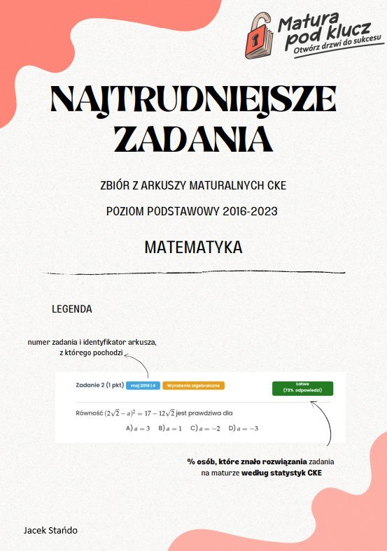 Matematyka podstawowa. Zbiór zadań maturalnych "Matura pod klucz" - ebook PDF - Stańdo Jacek ...