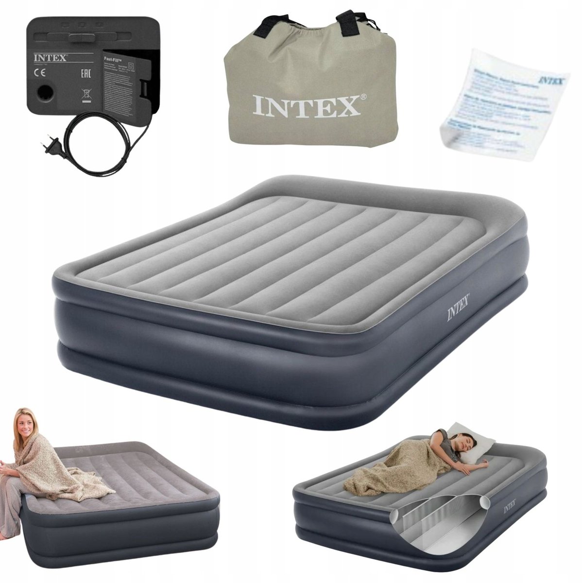 Materac Intex dmuchany dwuosobowy wygodny PREMIUM 203x162cm - Intex ...