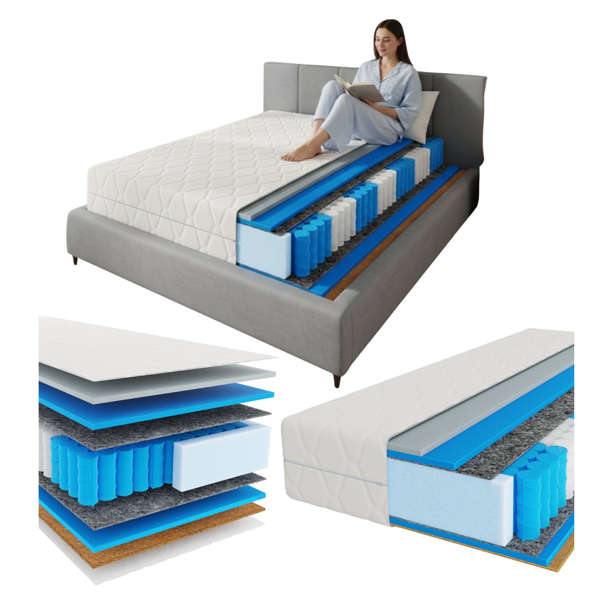 Materac kieszeniowy PREMIER REST PREMIUM 80x200, 25cm, H3 H4, kokos ...