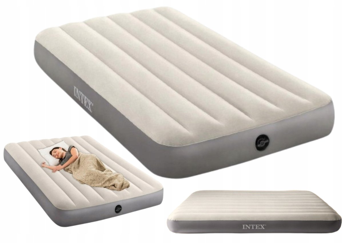 Materac turystyczny dmuchany jednoosobowy INTEX 191cm PREMIUM szeroki ...